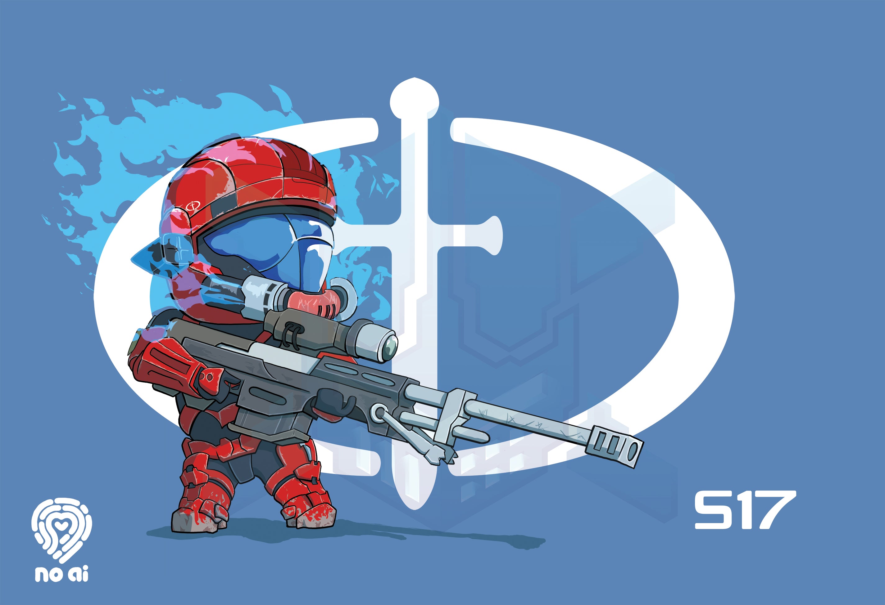 Chibi Spartan S17, 13"x19", Halo: Reach, Noble 6, SPARTAN-B312, Fan Ar ...