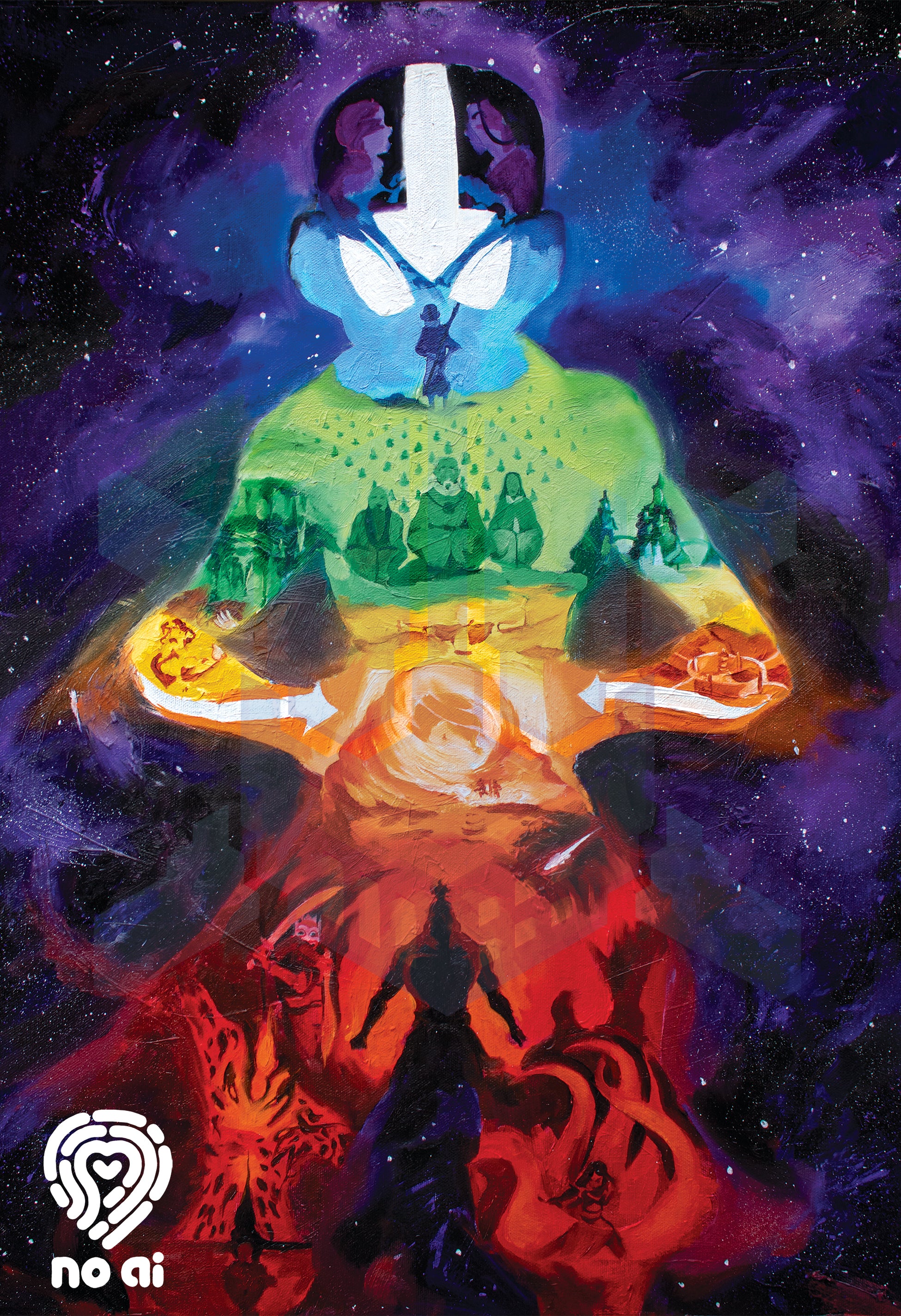 Cosmic Chakra Aang, 13"x19", Avatar: The Last Airbender, Fan Art, Art ...